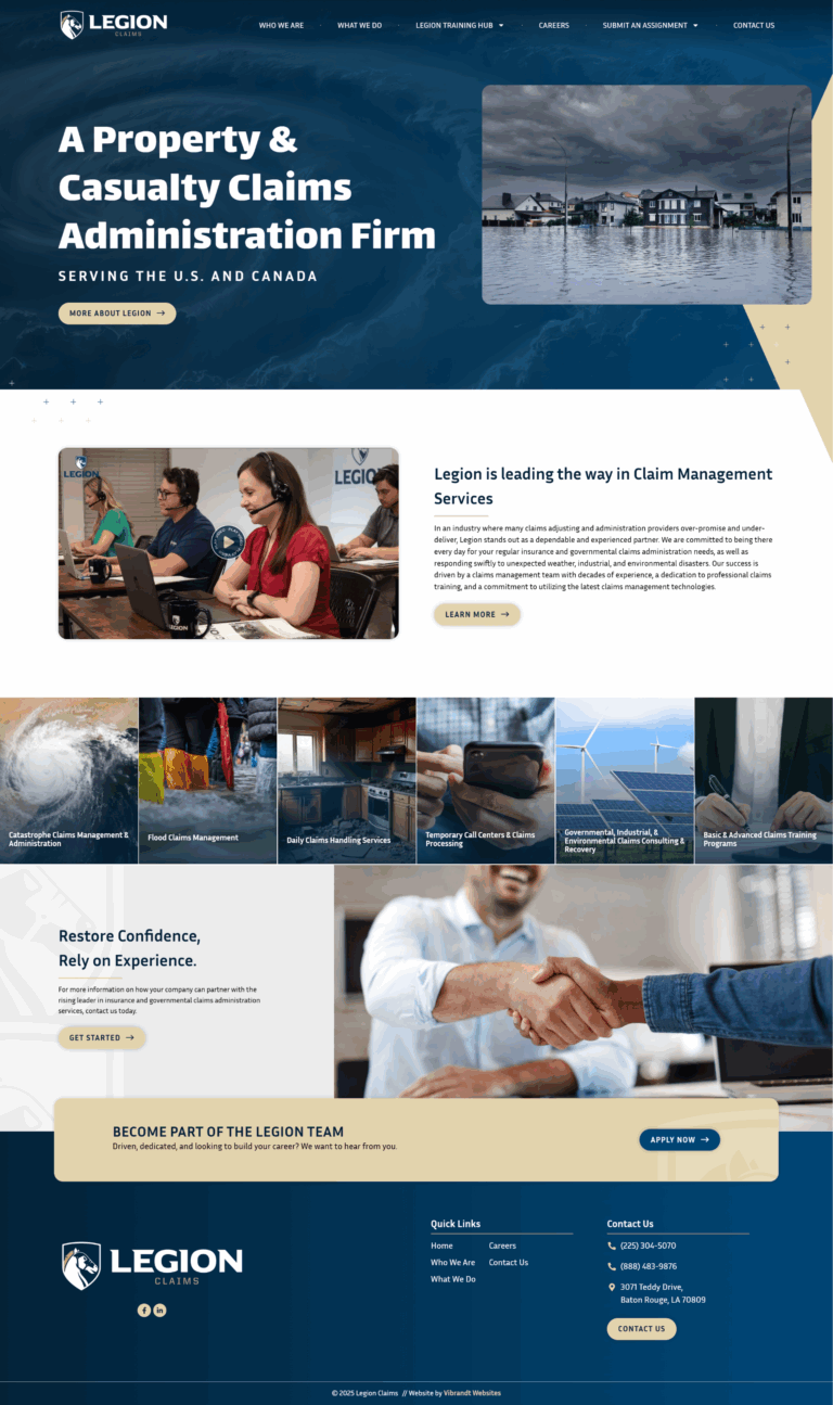 Legion Claims | Custom WordPress Design for Insurance & Claims Admin